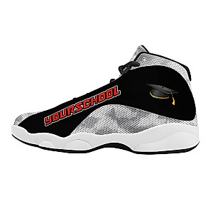 Customized Basketball Shoes with White Camouflage Design and 3 Optional Custom Text Areas for high School or College Teen in AJ13 Style