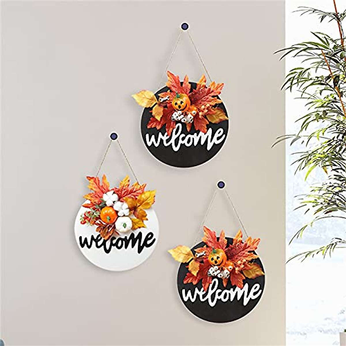 Thanksgiving Front Door Wreath Fall Winter, Halloween Wreaths for Front Door Autumn Berries Mantle Grain Yellow Wreaths Decor Party Turkey Welcome Sign Outside Rusty