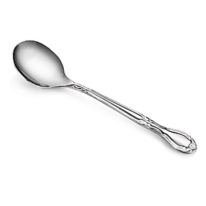 New Star Foodservice 58741 Rose Pattern, 18/0 Stainless Steel, Bouillon Spoon, 6.1-Inch, Set of 12