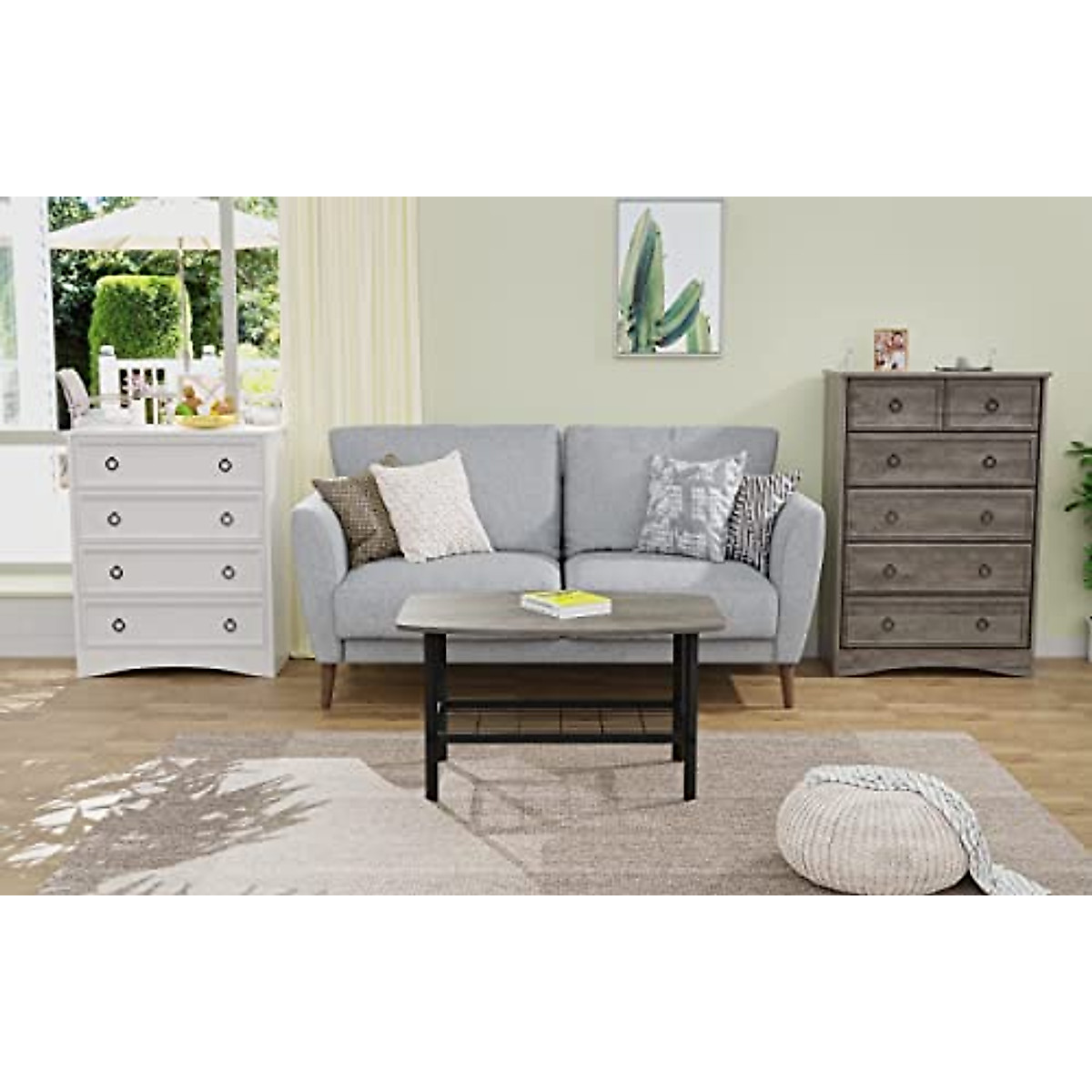 Modern 6 Drawer Dresser, Dressers for Bedroom, Tall Chest of Drawers Closet Organizers and Storage for Clothes - Easy Pull Handle, Textured Borders Drawers for Living Room, Bedroom, Hallway, Gray Wash