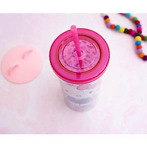 Hello Kitty Bows and Hearts Carnival Cup with Lid and Straw | Holds 20 Ounces