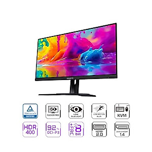 GIGABYTE M27Q 27" 165Hz 1440P -KVM Gaming Monitor, 2560 x 1440 SS IPS Display, 0.5ms (MPRT) Response Time, 92% DCI-P3, HDR Ready, FreeSync Premium, 1x Display Port 1.2, 2x HDMI 2.0, 2x USB 3.0