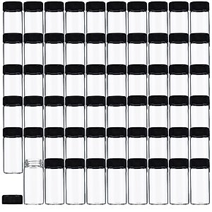 Nicunom 60 Pack Clear Glass Sample Vials with Screw Cap, 20 ml Liquid Sampling Glass Bottles Screwcap Travel Glass Vials