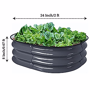 VEGEGA. 2ft X 2ft X 0.66ft Round Raised Garden Bed Kit, Large Zinc-Aluminum-Magnesium Stainless Steel Metal Planter Box, for Planting Outdoor Plants Vegetables, Grey