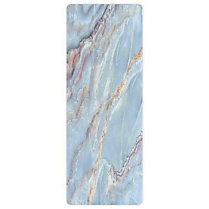 Marble Pattern Waves Yoga Mat Folding Travel Fitness & Exercise Mat with Carrying Bag Non-Slip Lightweight Travel Yoga Mat for Women Pilates 72"L × 26.8” W × 2 Mm Thick