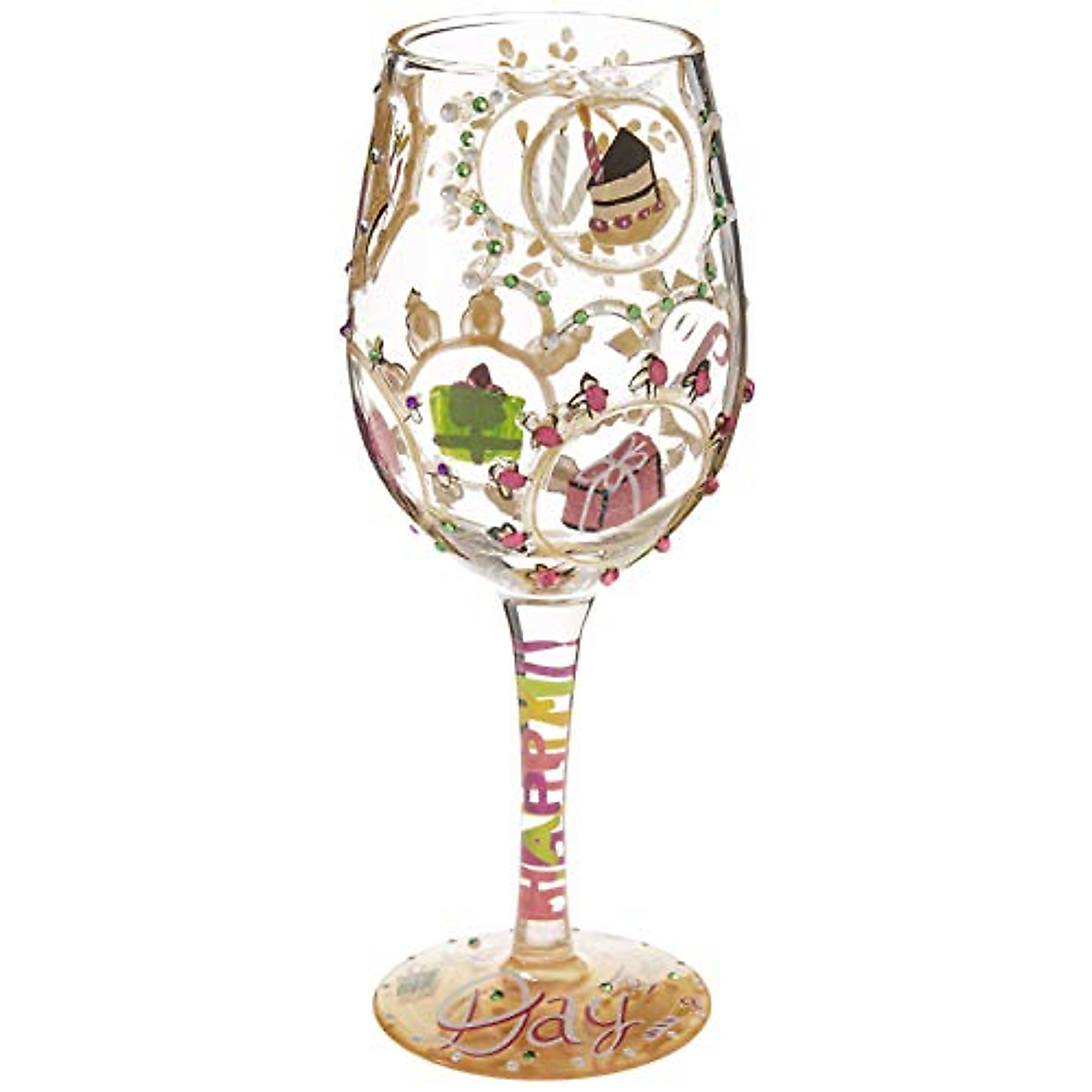 Designs by Lolita “Queen For a Day” Hand-painted Artisan Wine Glass, 15 oz.