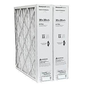 Honeywell FC100A1011-20" x 20" x 4" Pleated Air Filter, MERV 11 Bundle with Same Day Supply Filter Change Reminder (2)