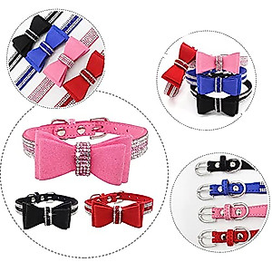 Bow Tie Puppy Dog Collar with Rhinestone, Bling Crystal Pretty Diamond Jewel Girls Cat Collars for XXS XS Small Medium Large Breed Pet Dogs Female Kitten, Red S