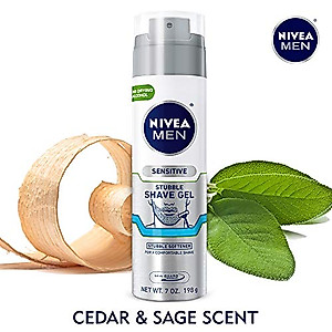 Nivea Men Sensitive Skin & Stubble Shave Gel - Pack Of 3 With Beard Softener for Men - 7 Oz. Can, 21 Ounce