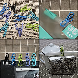 QingLHC Clothes Pins Multipurpose,Metal Clip PVC-Coated 2 inch Utility Clips for Clothes Line Bag Sealing Paper Clips Kithch Clips Laundry Hanging (30pcs) LHC018, Multicolor