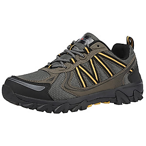 LUSWIN Men's Hiking Shoes Outdoor Breathable Walking Sneakers Non-Slip Durable Trekking Trail Shoe Lightweight,Bark Green 42