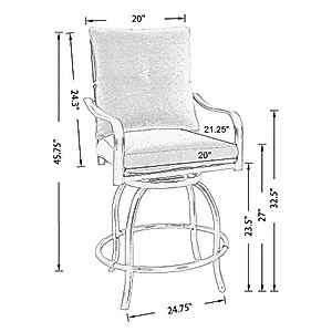 PATIO TREE Outdoor Counter Height Bar Stools, Patio Swivel Bar Chairs with Polyester Cushions, Set of 2