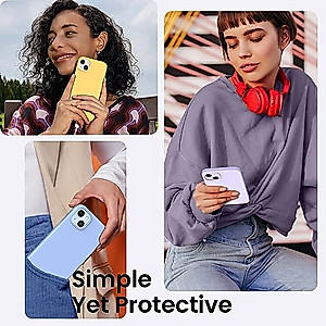 ORNARTO Compatible with iPhone 14 Case 6.1, Slim Liquid Silicone 3 Layers Full Phone Covered Soft Gel Rubber Case Protective Phone Cover 6.1 Inch-Pastel Lilac