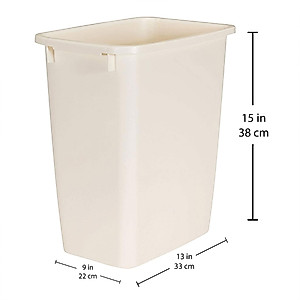 Rubbermaid Small Kitchen Bathroom Trash Can, Under Sink Waste Basket, Plastic Beige 5 Gallons 8 Inch Wide