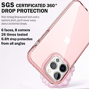 ArtsEvo Designed for iPhone 14 Pro Max Case, 6.6ft Drop Protection, Full Body Screen Camera Protective Phone Case, Pink
