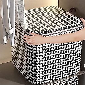 Large Capacity Clothes Storage Bag Wardrobe Sorting Storage Box,Double Zipper Closure and Reinforced Handle,Winter Quilt Storage Box,for Pillows,Blankets, Bedding,Toys or Other Seasonal Clothes (L)