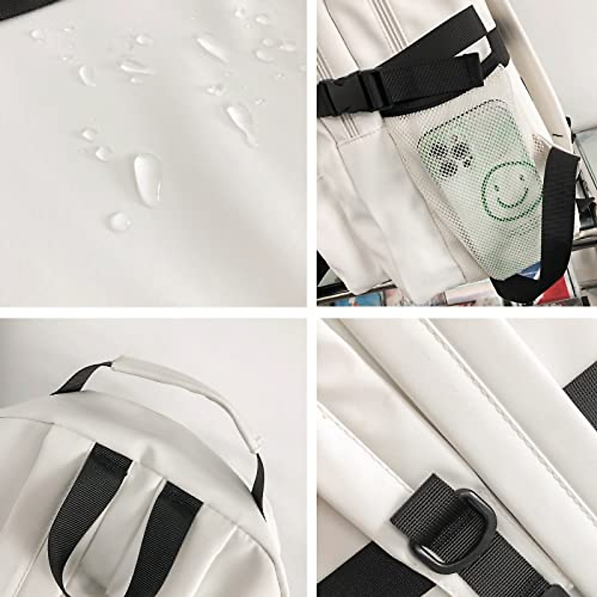 JARKJARD Cute Aesthetic Backpack Kawaii Backpack for School with Cute Pendant Casual Daypack Middle Student Travel College Bookbag for Girls Large Capacity(White)