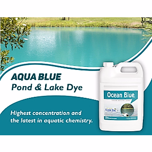 Crystal Blue Ocean Blue Pond Dye - 1 Gallon - Aqua Blue Color Treats up to 1 Acre - Clean, Clear & Aqua Blue Water - Environmentally Friendly Pond Dye