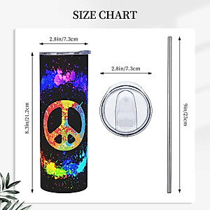 Mount Hour Rainbow Peace Stainless Steel Insulated Tumbler 20 OZ, Coffee Mug Cup with Splash-Proof Lid and Straw for Car Home Office Outdoor Travel