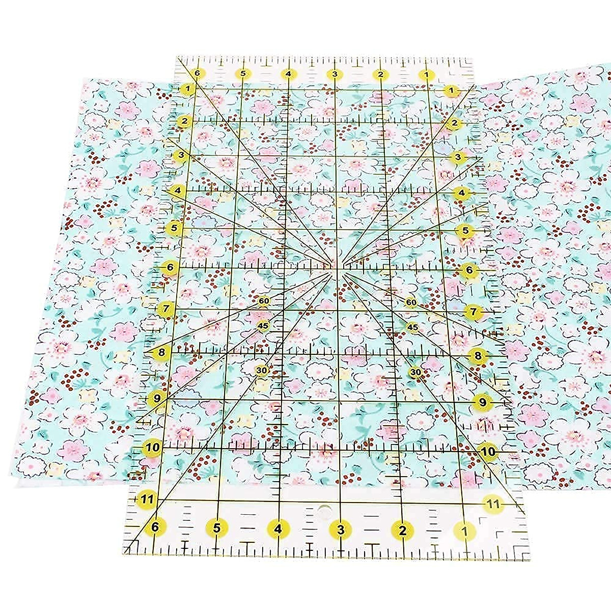 AUTOTOOLHOME Quilting Ruler Acrylic Quilters' Ruler for Easy Precision Cutting Fabric Paper, 6.5" x 12" for Quilting, Sewing & Crafts Template