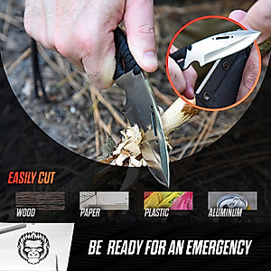 D2 Damascus Steel Survival Knife Gift Set and EDC D2 Paracord Neck Knife Bundle