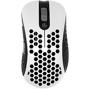 Gwolves Skoll Mini SK-S White 50g Ultralight Weight Honeycomb Design Ergonomic Wired Gaming Mouse with 3389 Sensor - PTFE Skates - 16,000DPI - Detachable Cable (White) (Small)