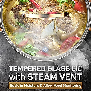 Ciwete 8 Quart Stock Pot, 18/10 Tri-Ply Stainless Steel Whole Clad Stock Pot with Lid, Integrated Process, 8 QT Soup Pot with Copper Handle, Induction Stockpot, Oven, Gas, Dishwasher Safe