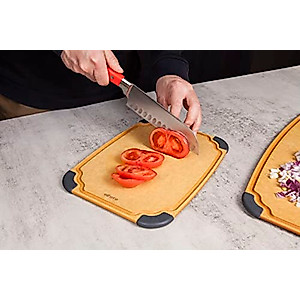 Elihome Essential Series 2-in-1 Bundle, Wood Fiber Kitchen Cutting board, Dishwasher Safe, Knife Friendly, Juice Grooves, Non-Porous,Non-slip Feet,Reversible, BPA Free