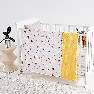 QSTEHEML Baby Blankets Super Soft for Boys, Minky Lightweight Blanket with Double Layer Unisex Newborn Personalized Travel Blanket for Toddler Nursery，Yellow Bee, 30X40 Inches