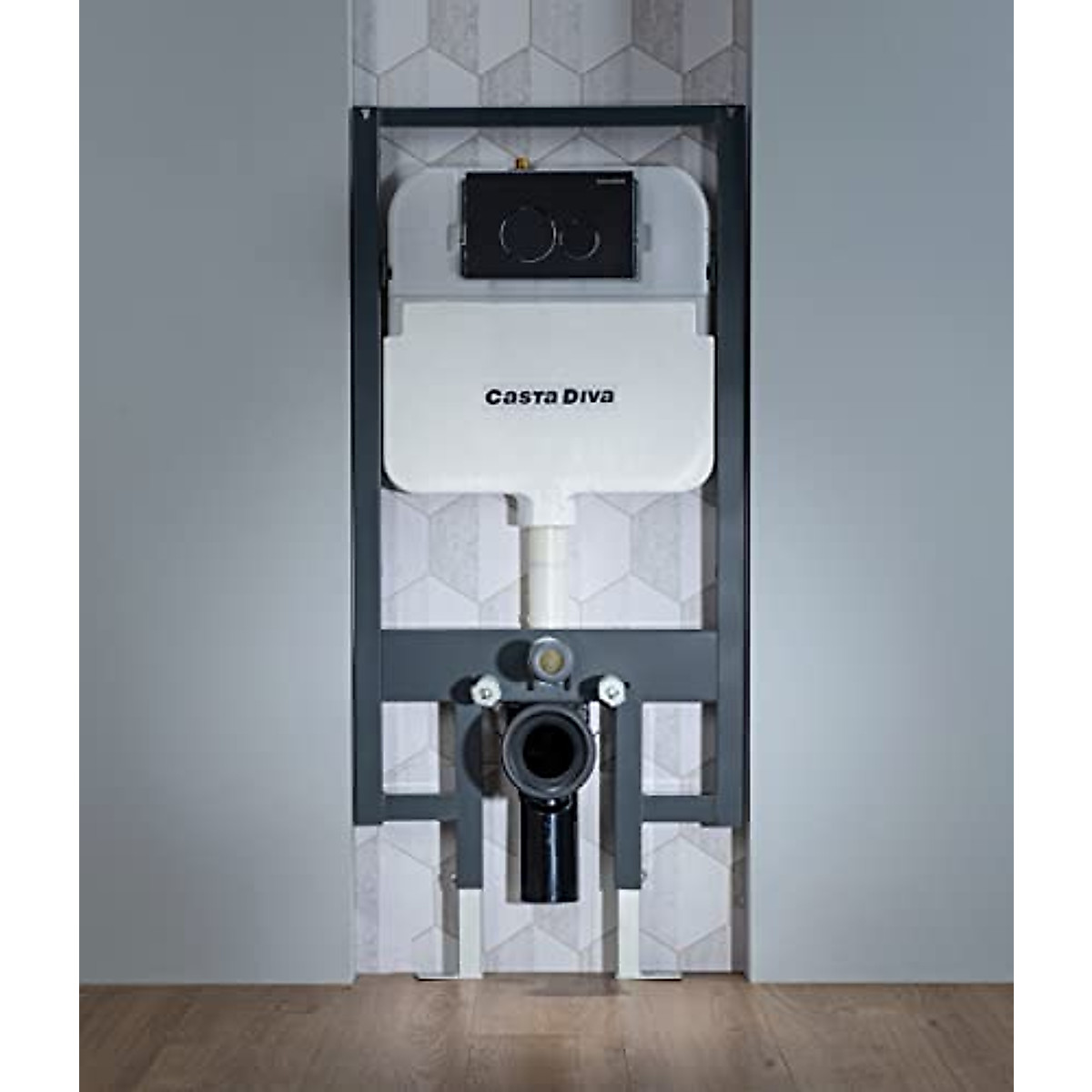 Casta Diva In-Wall Toilet Combo Set Incl. Wall Hung Toilet Bowl & Seat, Wall Tank and Carrier System, For 2x4 / 2x6 Studs