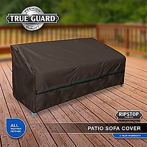 True Guard Patio Furniture Covers Waterproof Heavy Duty - Sofa or Couch Cover, 600D Rip-Stop, Fade/Stain/UV Resistant for Outdoor Patio Furniture, Dark Brown