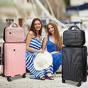 2 Piece Carry On Luggage Sets, PC+ABS Hardside Suitcases with Spinner Wheels and TSA Lock for Travel.(14/20)