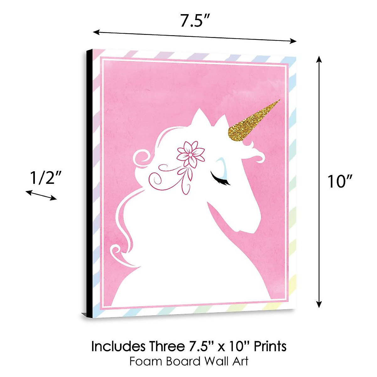 Big Dot of Happiness Rainbow Unicorn - Baby Girl Nursery Wall Art and Kids Room Decorations - Gift Ideas - 7.5 x 10 inches - Set of 3 Prints
