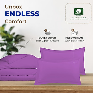 Queen/Full Duvet Cover, 1000 Thread Count Sateen 3 Piece Egyptian Cotton Quality Duvet Cover Set, 100% Pure Cotton Comforter Cover, 2 Pillow Shams, Zipper Closure, 7 Corner Ties - (Lilac)