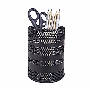 Produco Pen Holder for Desk, Metal Mesh Pencil Holder Cup Organizer Office Stationery Caddy Stand Makeup Brush Holder, Black (Mid)