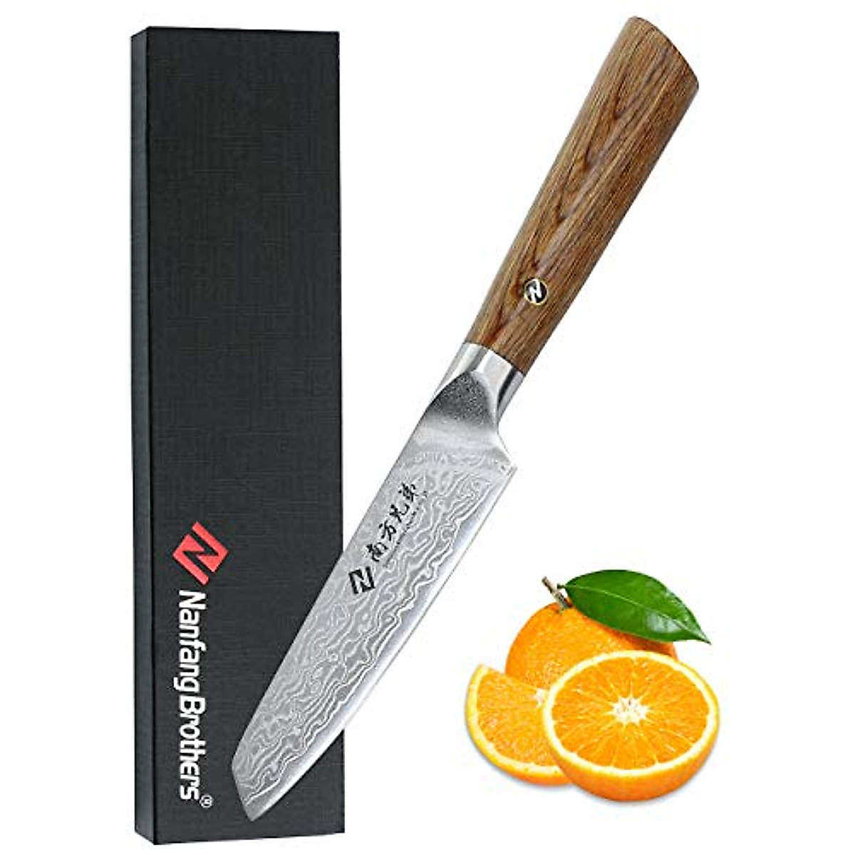 Paring Knife 3.8Inch Damascus Steel Knife Professional Super Steel VG10 Comfortable Ergonomic Wood Grain Handle Very Sharp Paring Knives for Kitchen–Gift Box