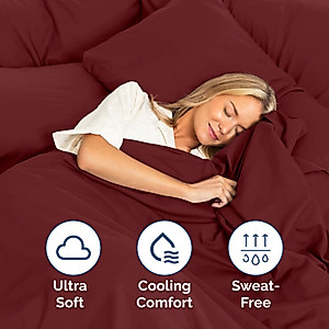 Full 6 Piece Sheet Set - Breathable & Cooling Bed Sheets - Hotel Luxury Bed Sheets for Women, Men, Kids & Teens - Comfy Bedding w/ Deep Pockets & Easy Fit - Soft & Wrinkle Free - Full Burgundy Sheets