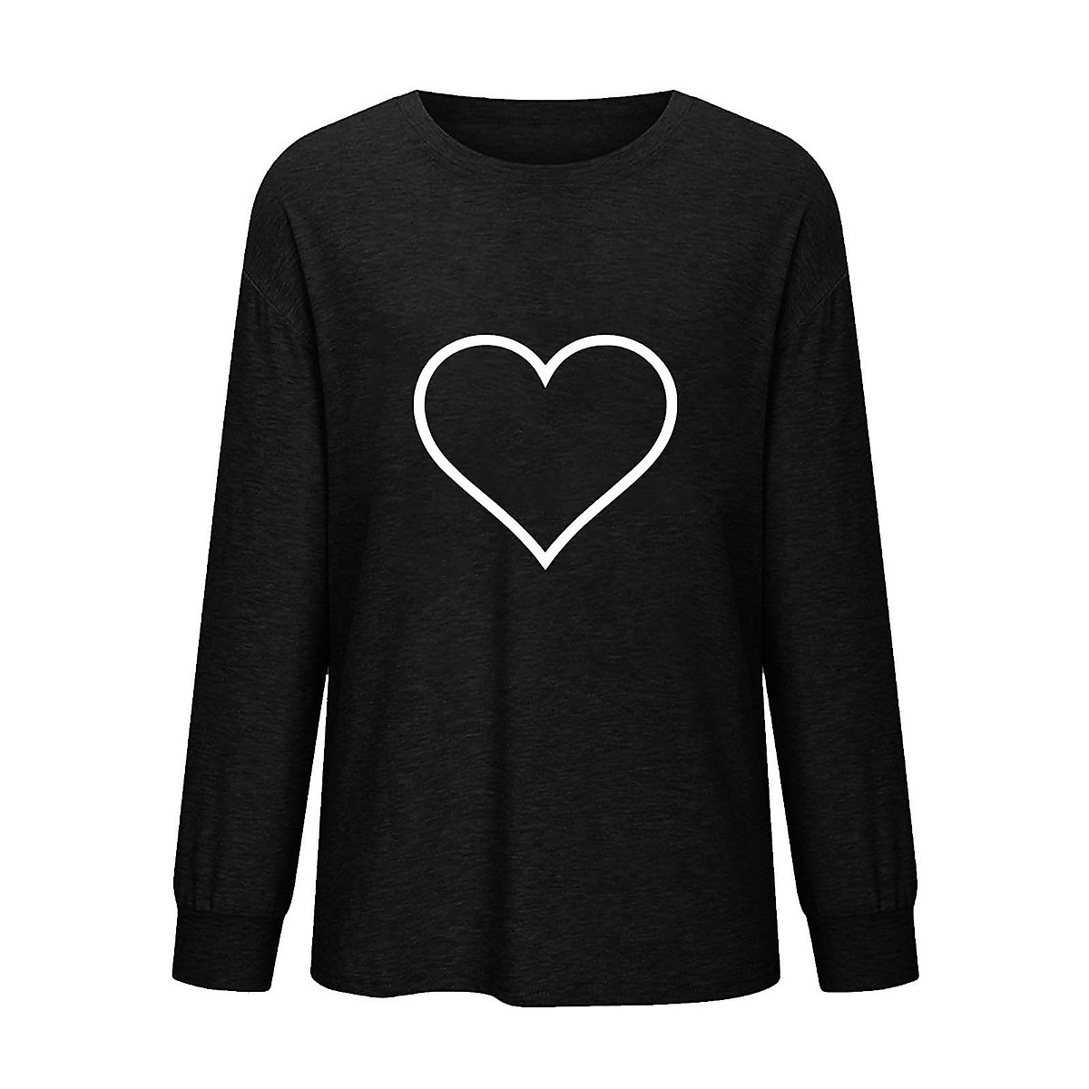 Women's Tunic Tops 2023 Trendy Raglan Long Sleeves T-Shirts Solid Color/Christmas Graphic Tees Sweatshirts Pullover Heart Black X-Large