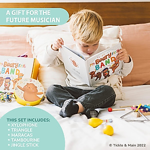 Tickle & Main My Beary First Band Musical Instruments Gift Set, Includes Storybook and Wooden Percussion Toys for Toddler Girls and Boys