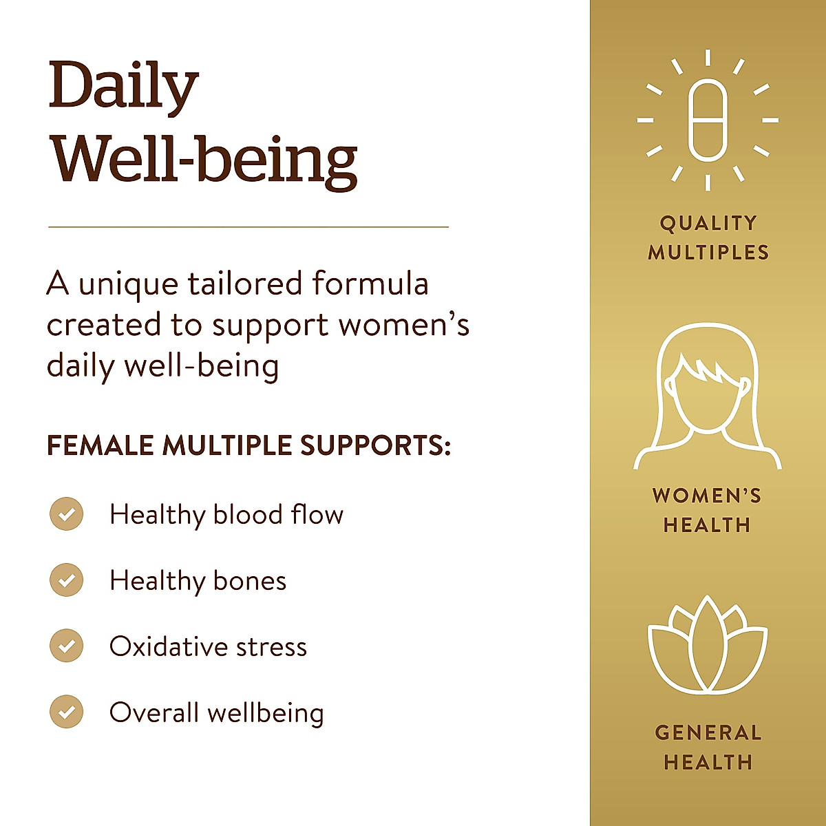 Solgar Female Multiple, 60 Tablets - Multivitamin, Mineral & Herbal Formula for Women - Advanced Phytonutrient - Vegan, Gluten Free, Dairy Free, Kosher - 20 Servings