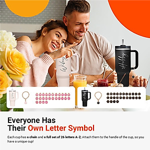 JETIKON Wifey Hubby 40 oz Tumbler Cup for Couples with Handle Lids Straws Letter Charm Accessories 2 Pack Wedding Gifts for Couples 2024 Engagement gift Bridal Shower Gift for Bride Groom Newlyweds