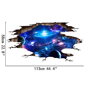 RW-5020 Removable Creative 3D Blue Out of Space Milky Way Wall Decals Home Wall Art Decor Wall Stickers Murals for Kids Girls Boys Bedroom Nursery Baby Playroom Living Room Wall Decoration (Space)
