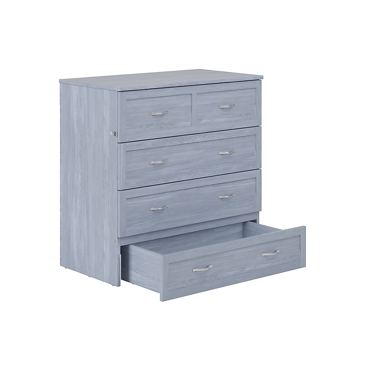 AFI Northfield Twin XL Size Murphy Bed Chest with Mattress, Storage, & Built-in Charger in Driftwood