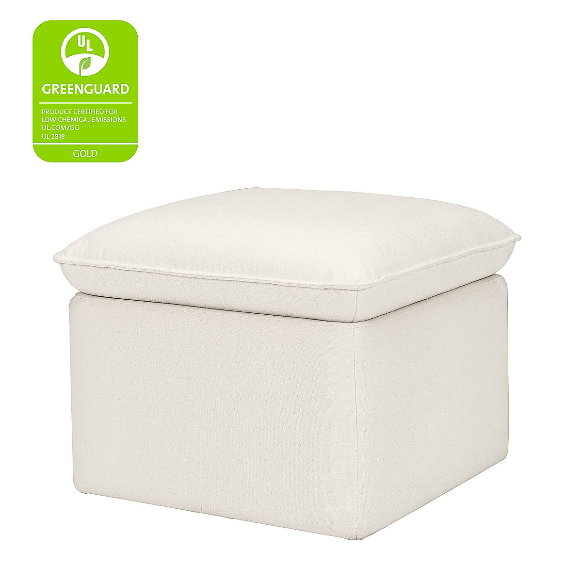 Babyletto Cali Storage Ottoman in Performance Cream Eco-Weave, Water Repellent & Stain Resistant, Greenguard Gold Certified and CertiPUR-US® Certified