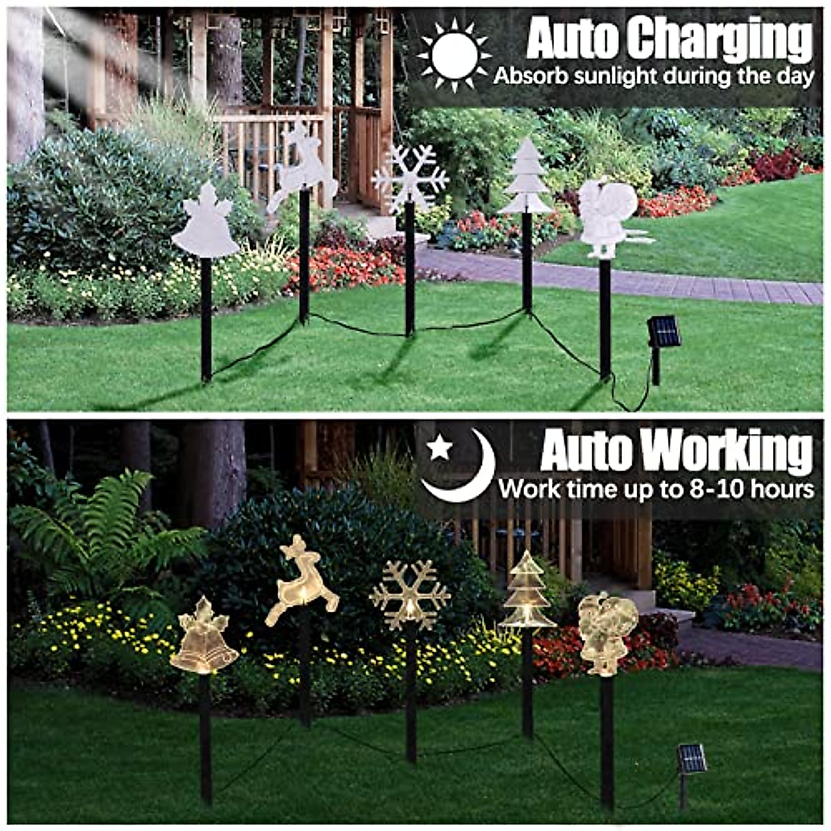 PLTCAT Yard Decoration Stake Lights Outdoor, Waterproof Garden Lights with 2-Lighting Modes, Solar Lights for Pathway, Lawn, Yard Decor (Mixed)