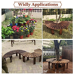 Outdoor Half Round Bench, Solid Wood Curved Benches, Semi Circle Wrap Around Tree Seating, Garden/Patio/Park/Lawn Natural Furniture Seat