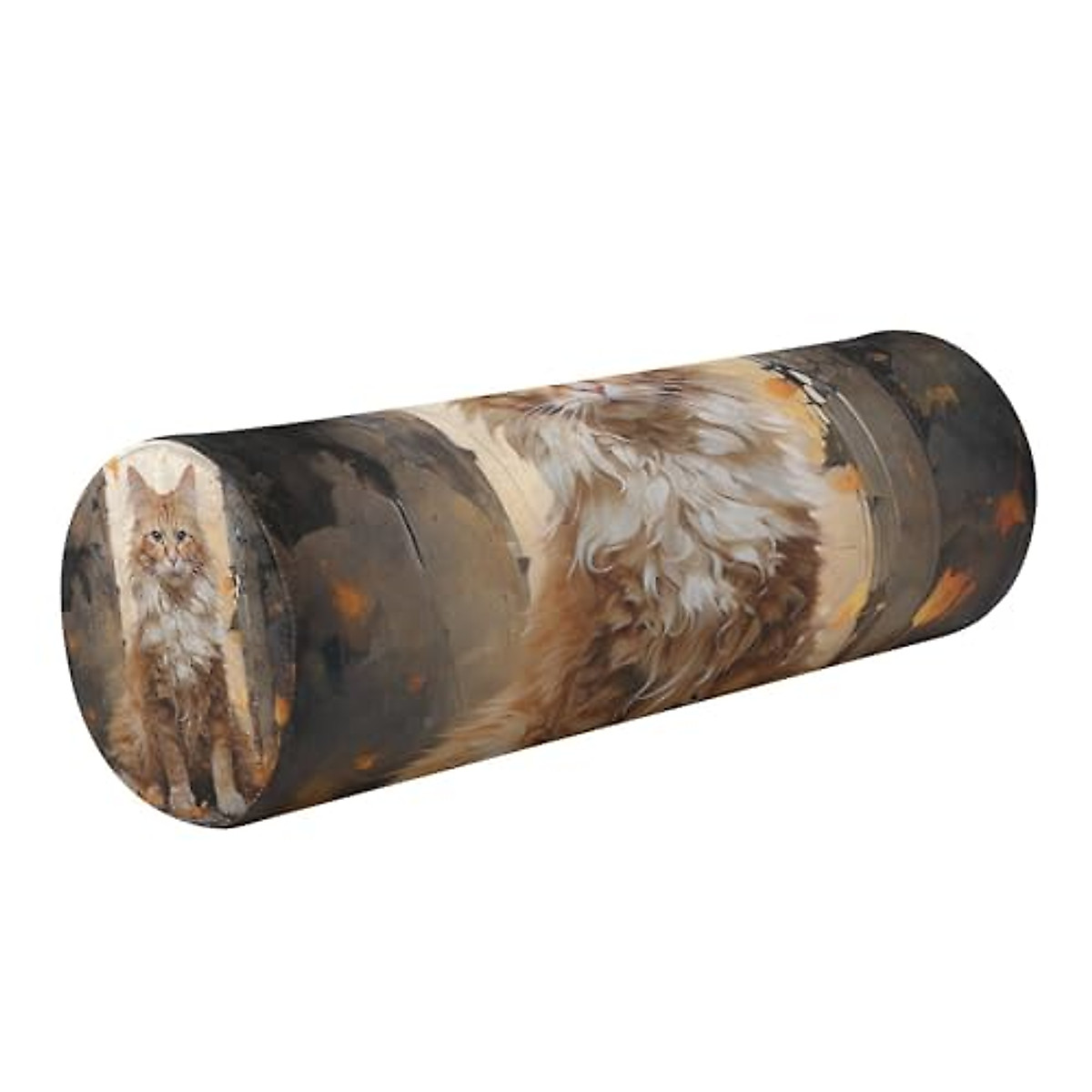 xigua Cat Neck Roll Pillow for Neck Relief with Removable Washable Cover - Memory Foam Round Cylinder Bolster, Ergonomically Designed for Head, Neck, Back, and Legs