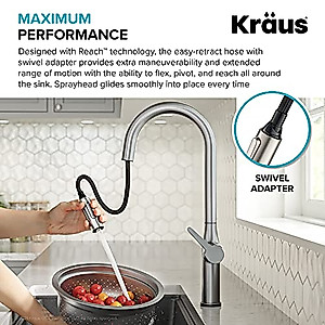 KRAUS Oletto Tall Modern Single-Handle Touch Kitchen Sink Faucet with Pull Down Sprayer in Spot Free Stainless Steel, KTF-3101SFS