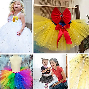 RIBBOOO Lake Blue Glitter Tulle Fabric Rolls 6 Inch 10 Yards Netting Fabric Sequin Sparkling Ribbon Spool Netting for DIY Tutu Skirt Gift Wrapping Baby Shower Wedding Party Decoration