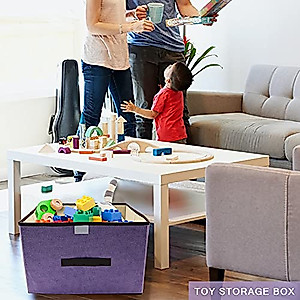 LELE LIFE Foldable Storage Box with Dustproof Lid and Handle, Foldable Storage Bin Collapsible Storage Organizer for Closet, Bedroom, Home, Purple